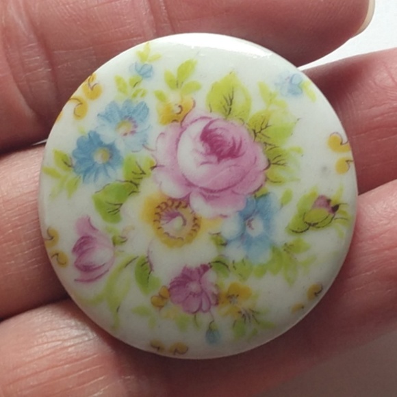 Jewelry | Antique Porcelain Peony Flowers Pin | Poshmark